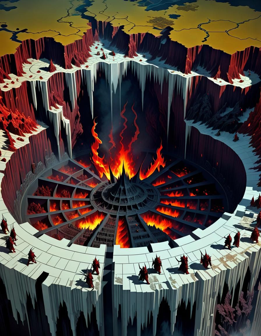 An isometric hell chart in the style of the necronomicon :: by Marc ...