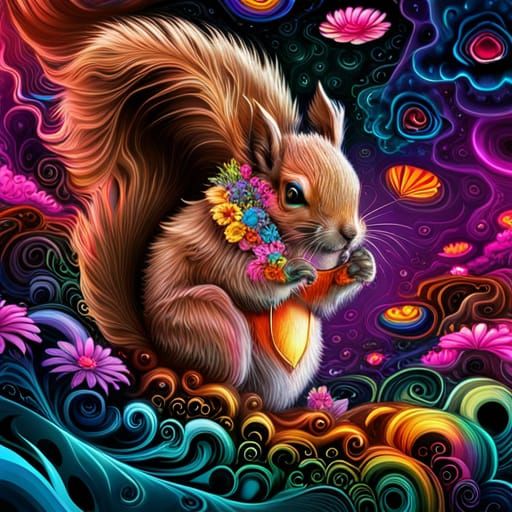 Floral Cyberpunk Squirrel - AI Generated Artwork - NightCafe Creator