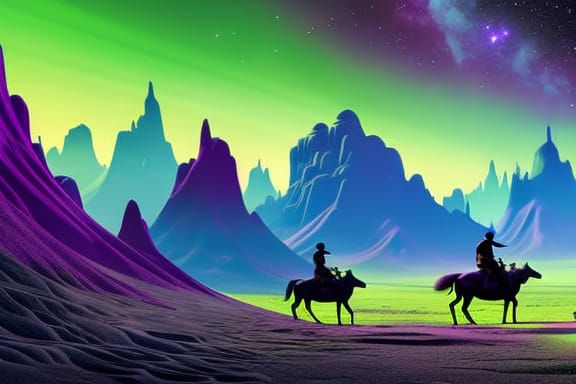 Alien horses riding - AI Generated Artwork - NightCafe Creator