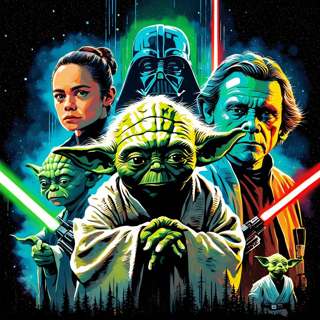 "rough acrylic painting, create an stunning movie poster featuring main ...