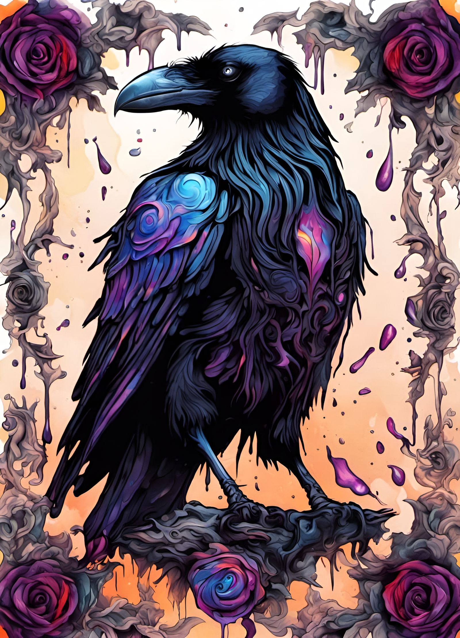 Raven & Roses - AI Generated Artwork - NightCafe Creator
