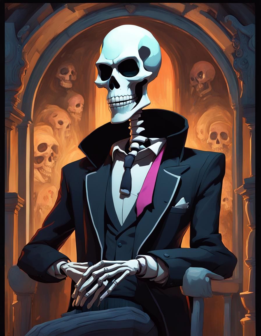 Grim fandango. Elegant skeleton in catacombs. - AI Generated Artwork ...