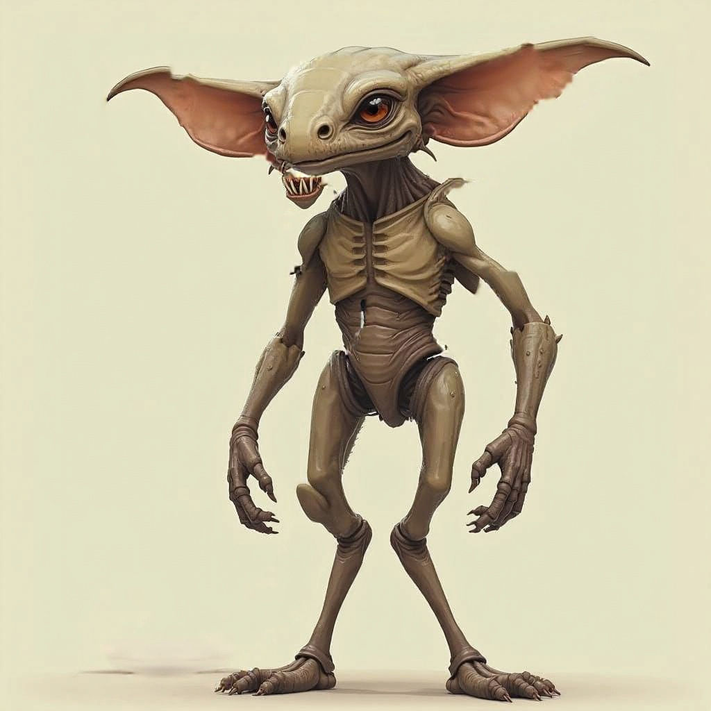 Bipedal Alien with Hardened Brownish Skin and Swiv... - AI Art