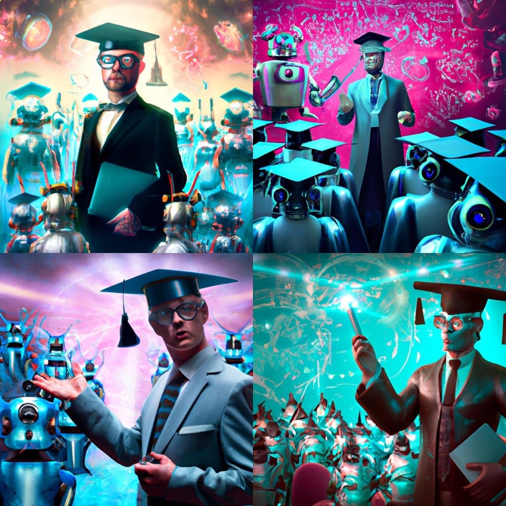 Cool-looking professor in a graduation cap, giving a dramatic lecture ...