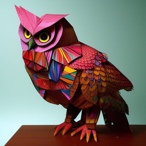 Paper Sculptures Owl - AI Generated Artwork - NightCafe Creator