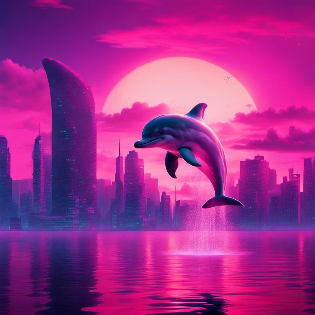 Vaporwave dolphin - AI Generated Artwork - NightCafe Creator