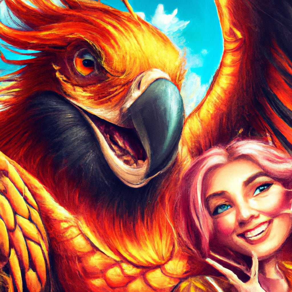 Selfie with my Phoenix 😁 - AI Generated Artwork - NightCafe Creator
