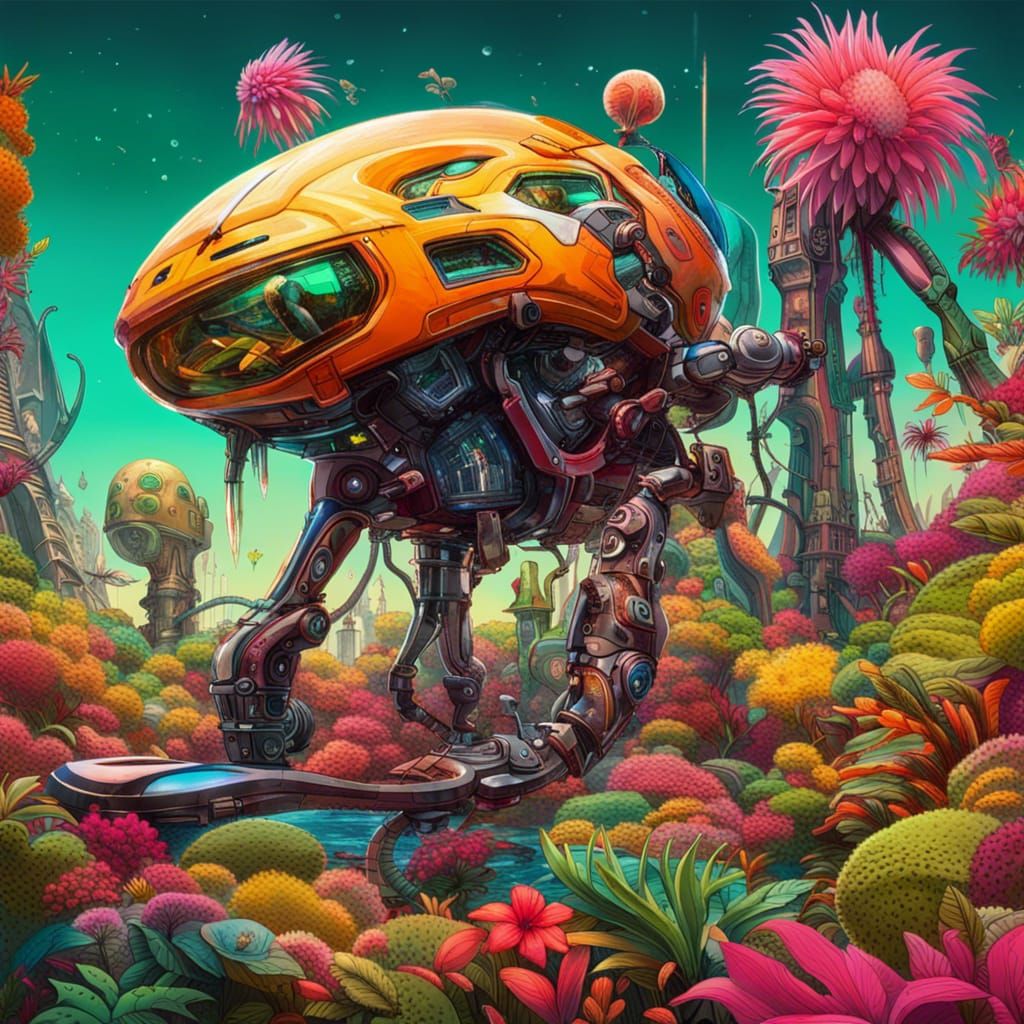 Techno nature fusion - AI Generated Artwork - NightCafe Creator