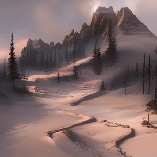 "A photorealistic masterpiece image illustration of mountain paths by ...