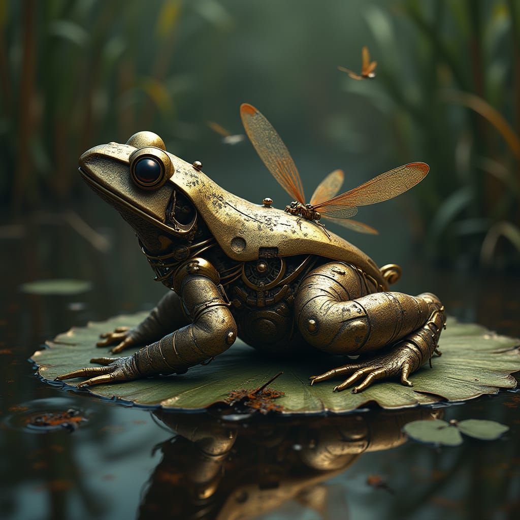 Steampunk Mechanical Frog-Sloth Hybrid in a Murky ... - AI Art