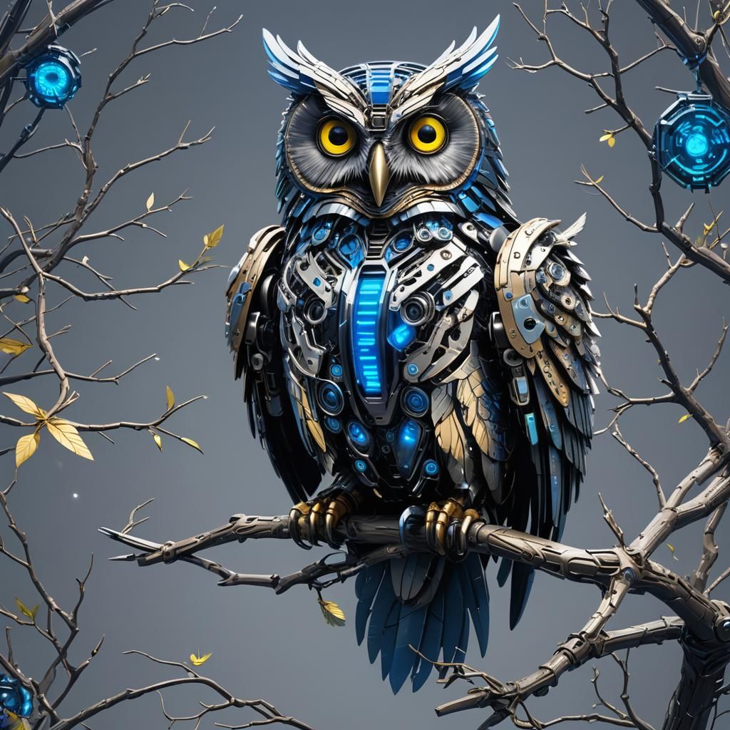 Cyberpunk Robotic Owl - AI Generated Artwork - NightCafe Creator