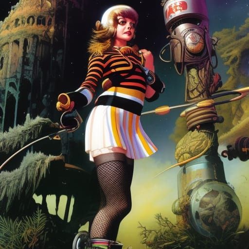 a 1970's girl in striped knee socks - AI Generated Artwork - NightCafe ...