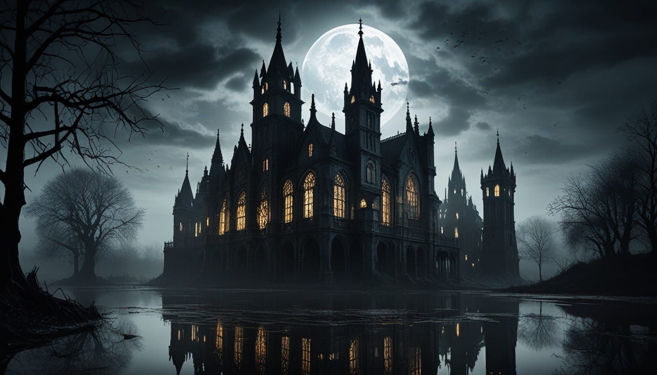 strange buildings at the river - Gothic Horror Architecture ...