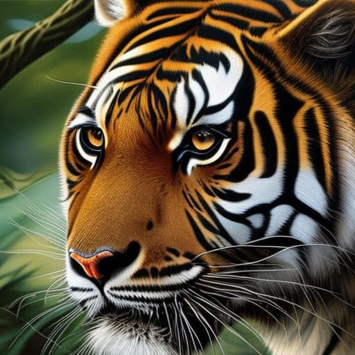 A dramatic shot of a tiger posing with a random bridge in the jungle ...