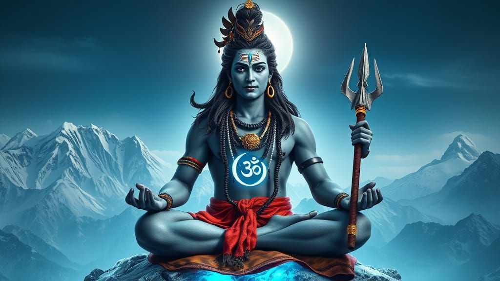 Lord Shiva in Deep Meditation atop Mount Kailash - AI Art