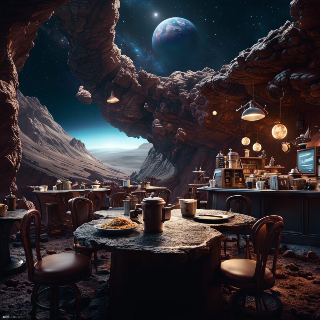 Coffee shop in Space - AI Generated Artwork - NightCafe Creator