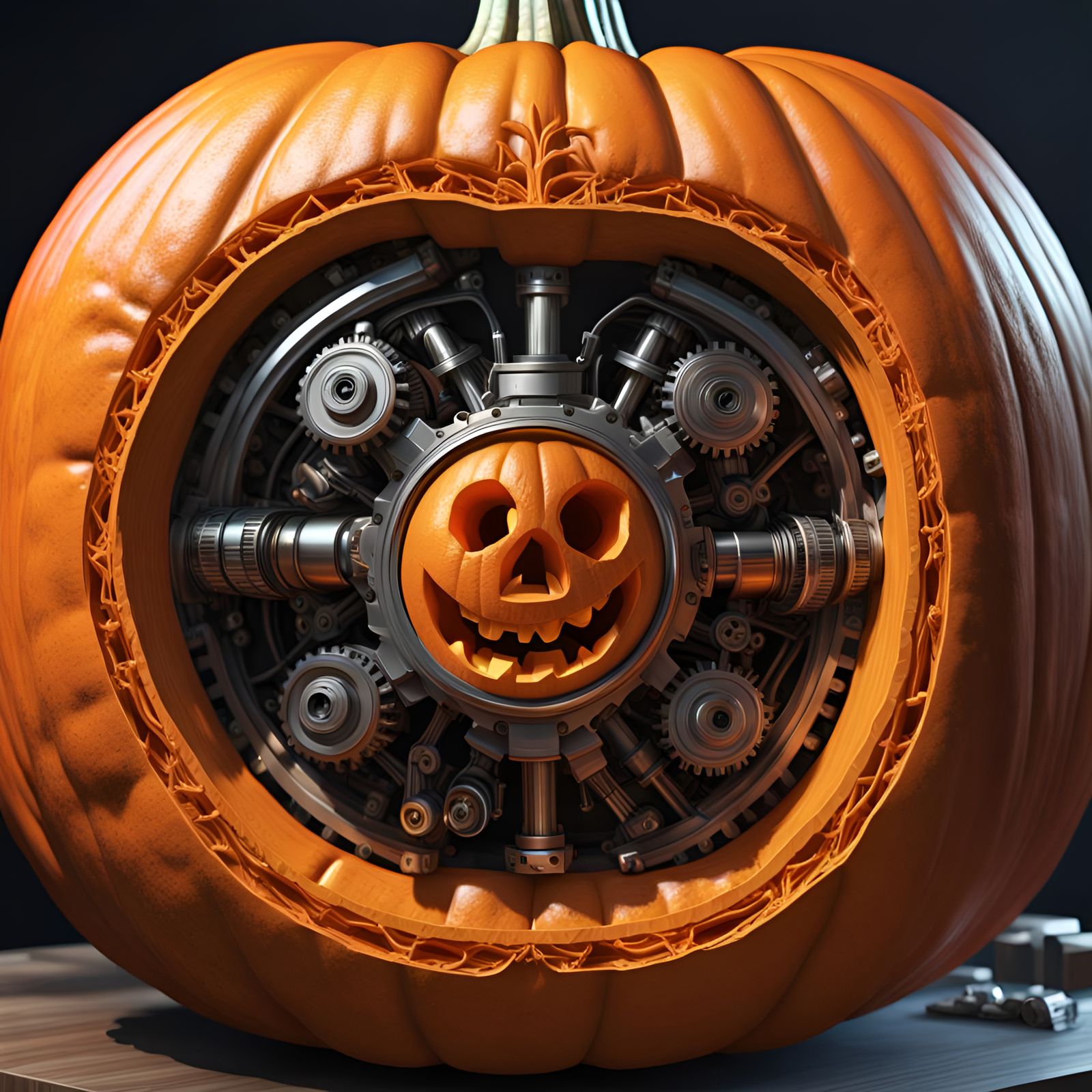 Mechanical pumpkin!! - AI Generated Artwork - NightCafe Creator