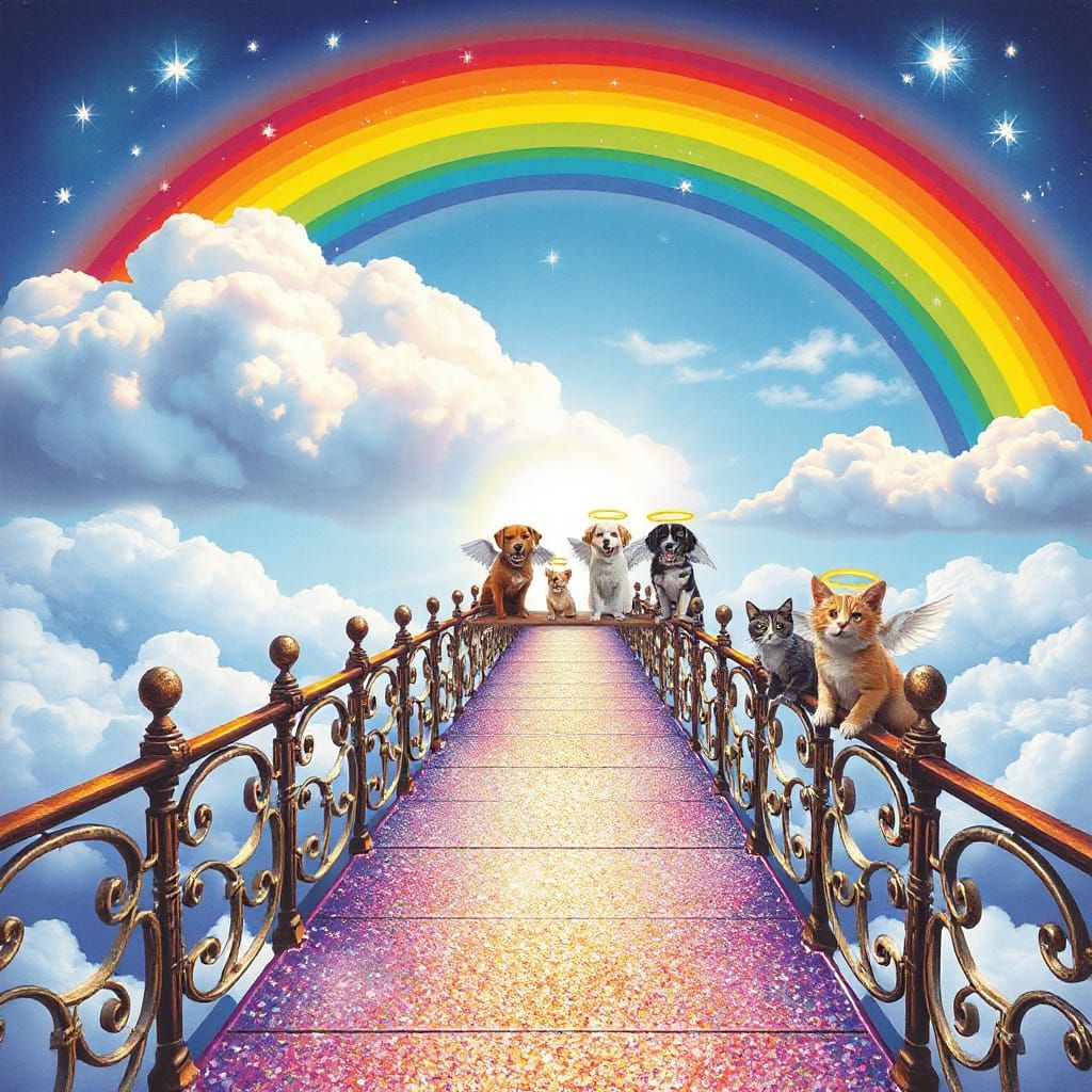 The Rainbow Bridge - Whimsical Rainbow Bridge in Ethereal Li...