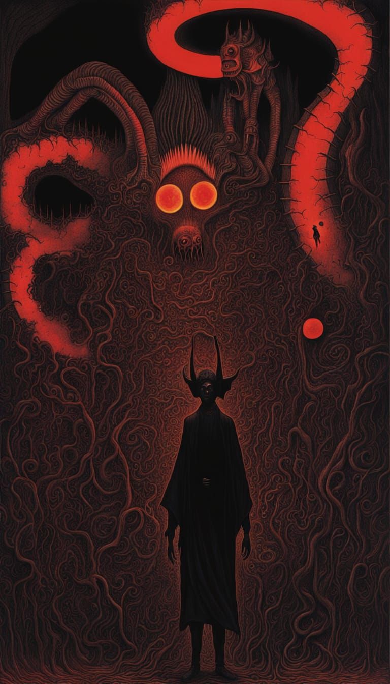 Distorted Pregnant Woman Emerges from Hellish Void - AI Art