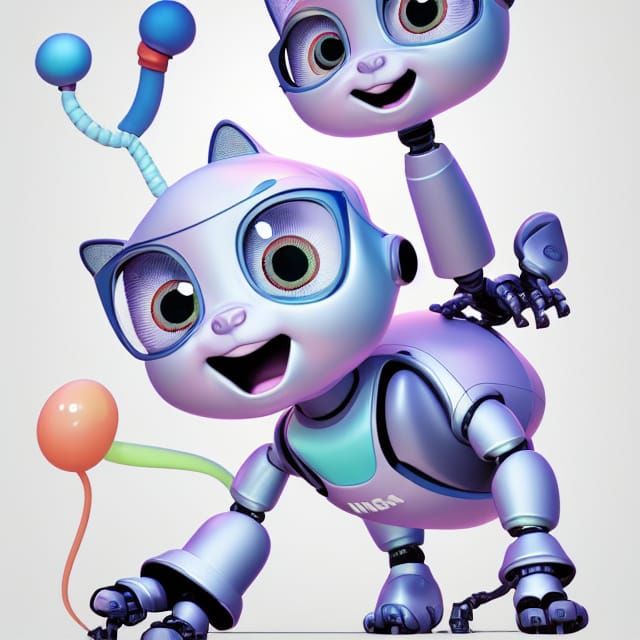 Cute baby 3d robot kitten Pixar, Disney, concept art, 3d digital art ...