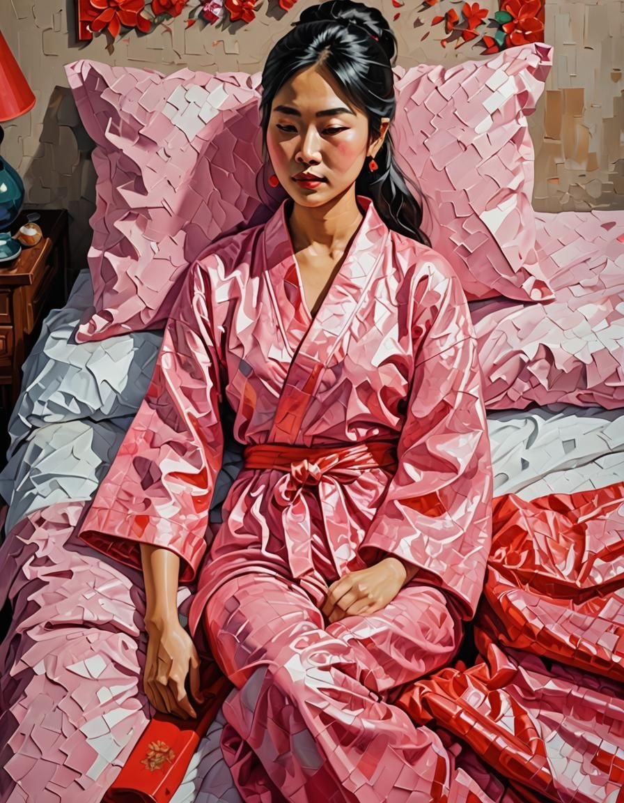 Resting woman on bed. - AI Generated Artwork - NightCafe Creator