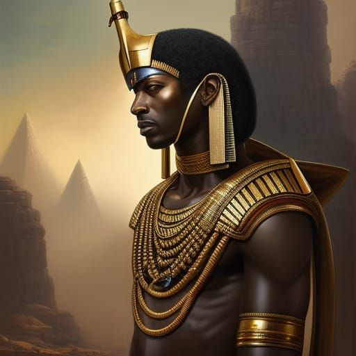 male african ancient egyptian pharaoh in africa:: style by Goya, Tom ...