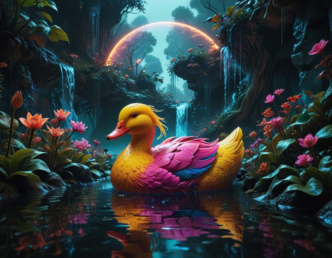 Rubber Ducks - Surreal Rubber Duck Kingdom in Neon Dreamscap...