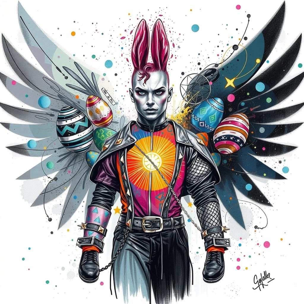 Kids Crayon drawings of punk goth Easter Bunny ,surreal child's drawing ...