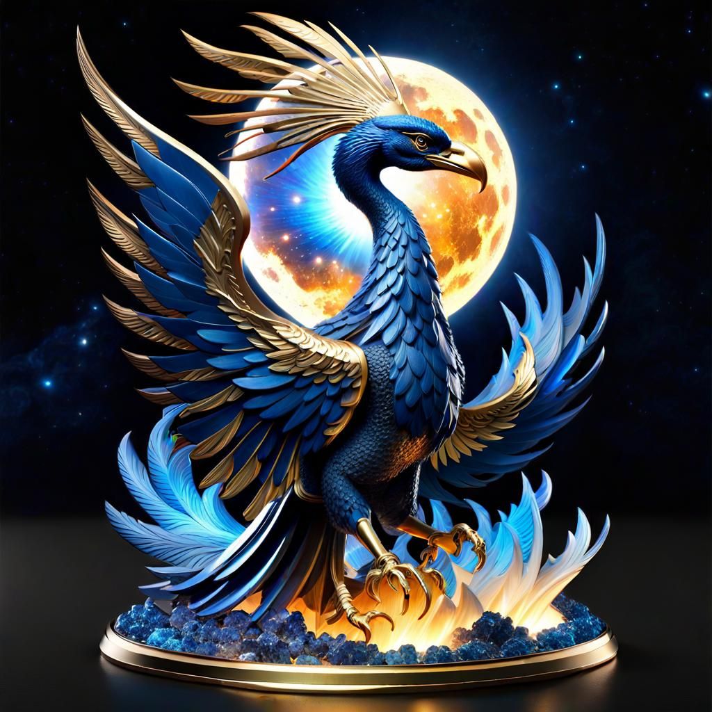 Moon Phoenix Statuette - AI Generated Artwork - NightCafe Creator