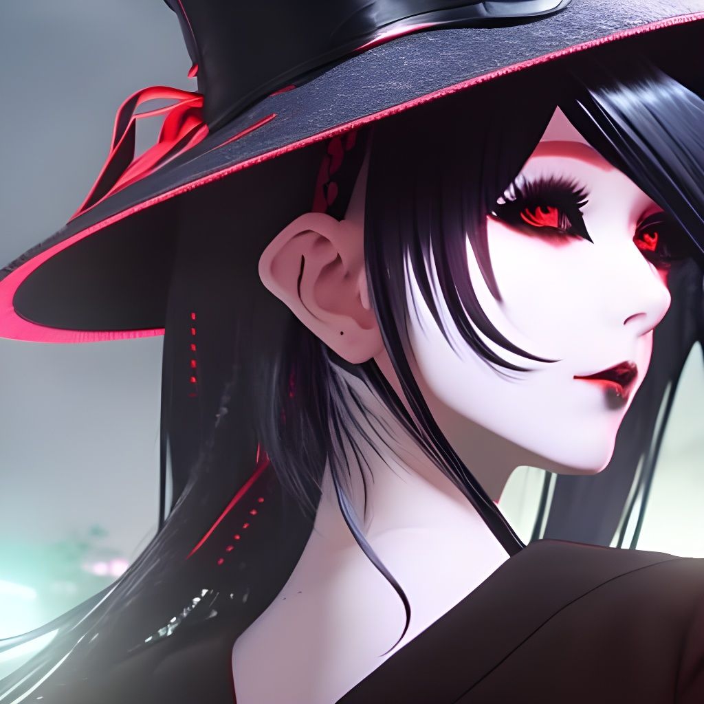 Tokyo ghoul beautiful elf girl in a gothic hat, distinct lighting ...