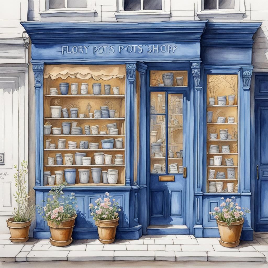 Blue Store Front - AI Generated Artwork - NightCafe Creator