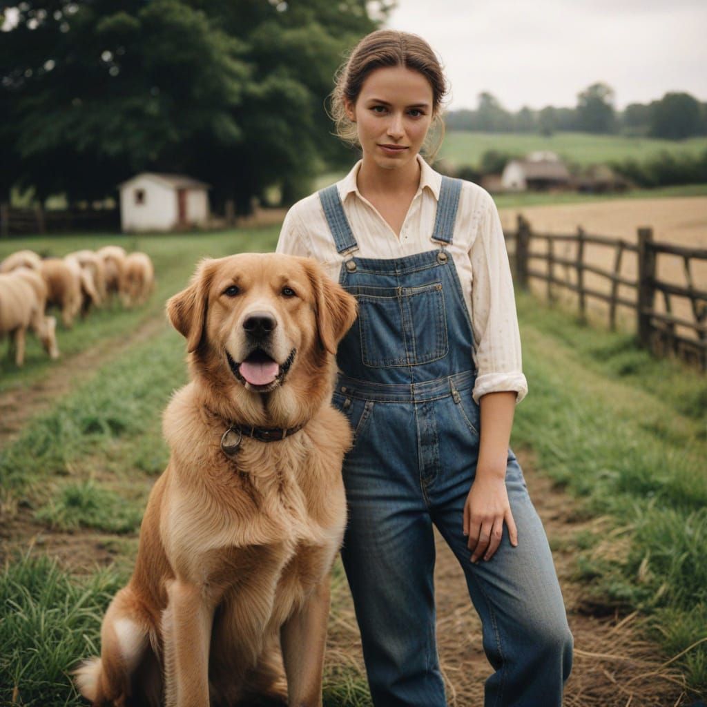 Farm Dog Friendship III - Warm Farm Memories in a Retro Pola...