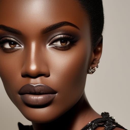 "Pretty dark skinned lady ,heavy details, diamonds, full face and body ...