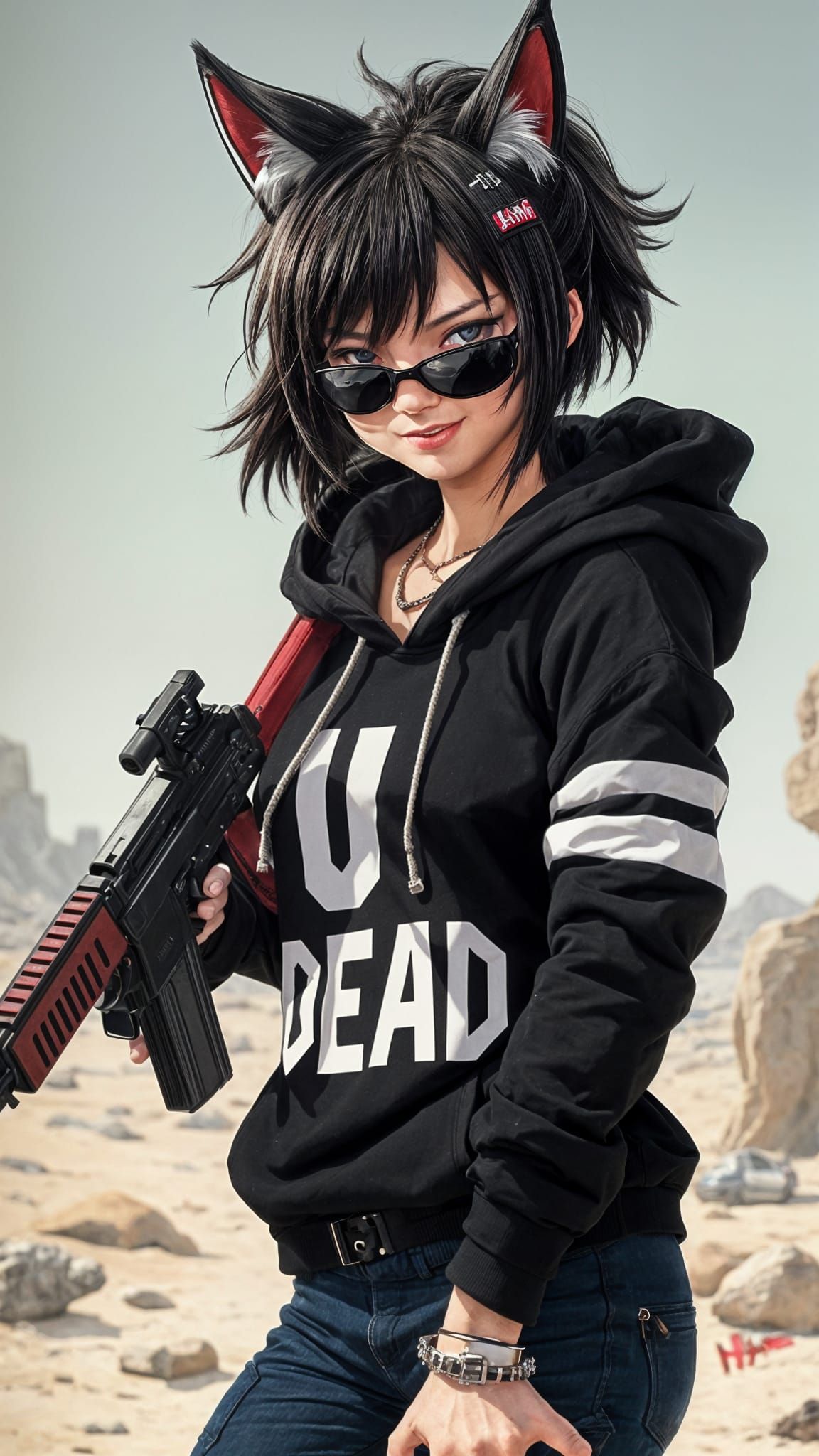 Kitty-Cut - Cyberpunk Assassin Goddess in Streetwear Attire ...