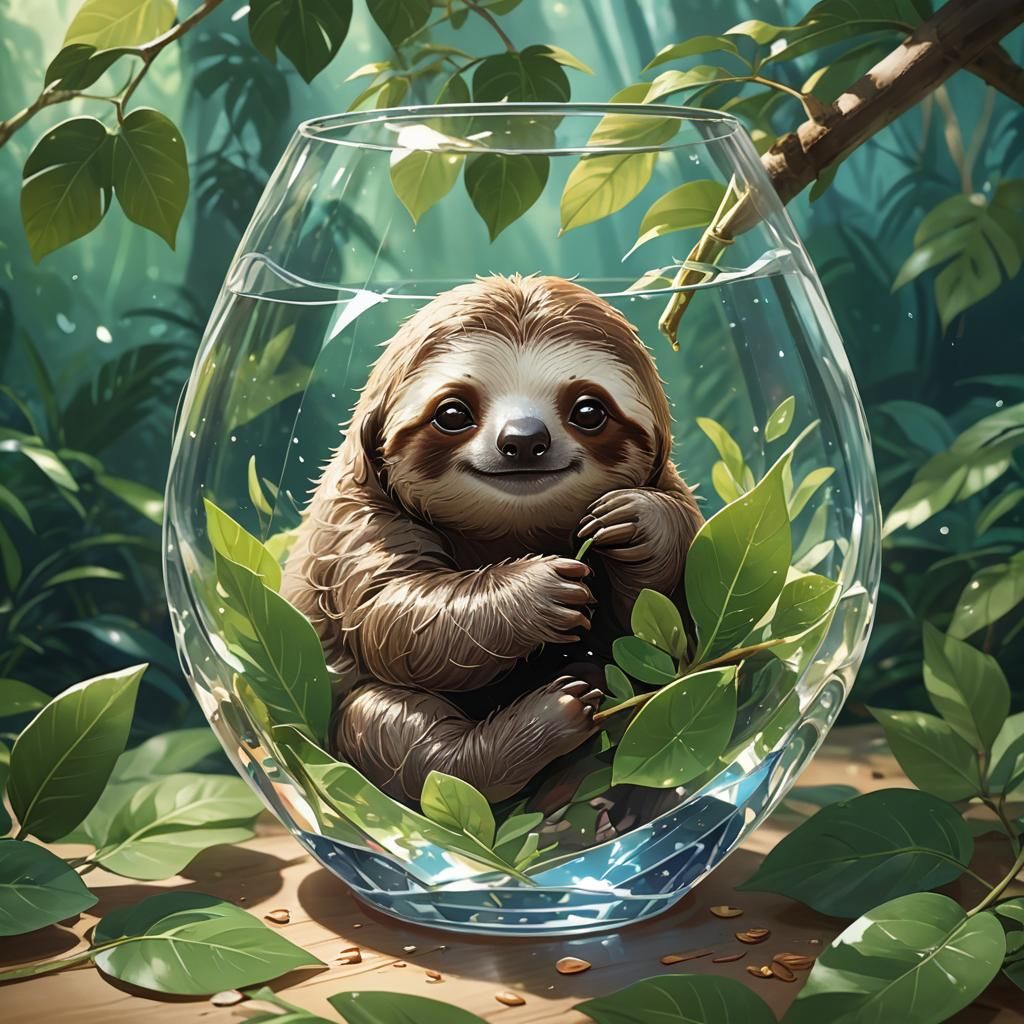Baby sloth in a prism - AI Generated Artwork - NightCafe Creator