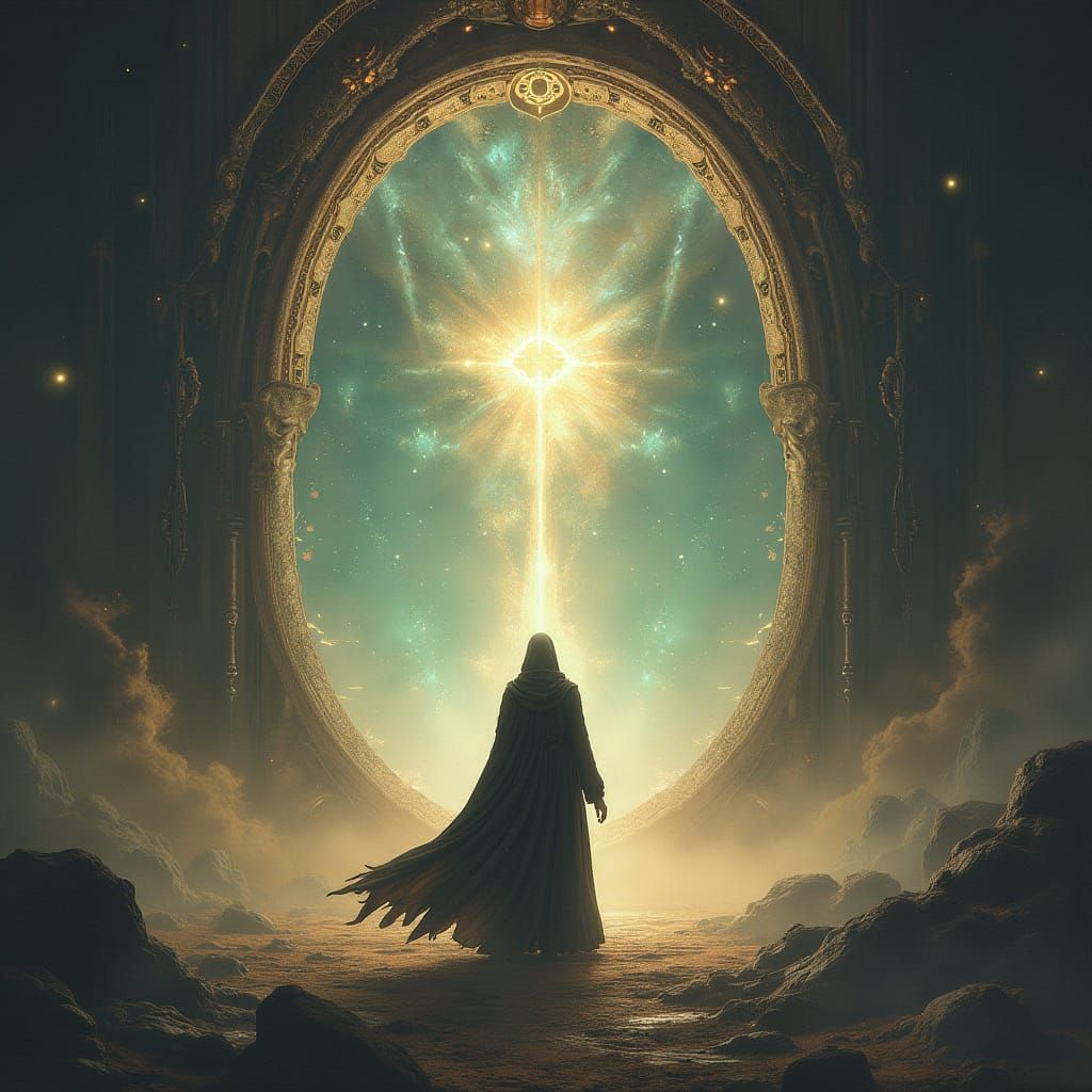 The Portal - Ethereal Portal with Figure in Dark Fantasy Sty...