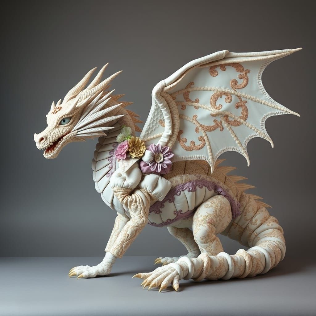 Dragon - Ethereal Textile Dragon in Soothing Pastels