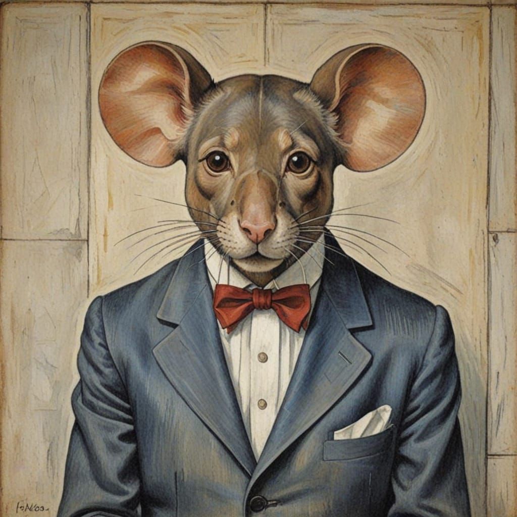 Mouse as 1920s Gigolo in Cubist Speakeasy - AI Art