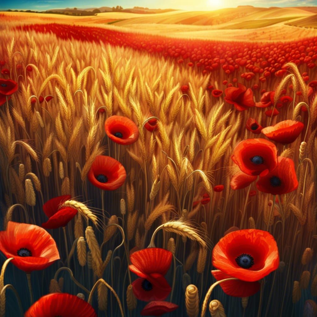 Flower Field - Poppies - AI Generated Artwork - NightCafe Creator