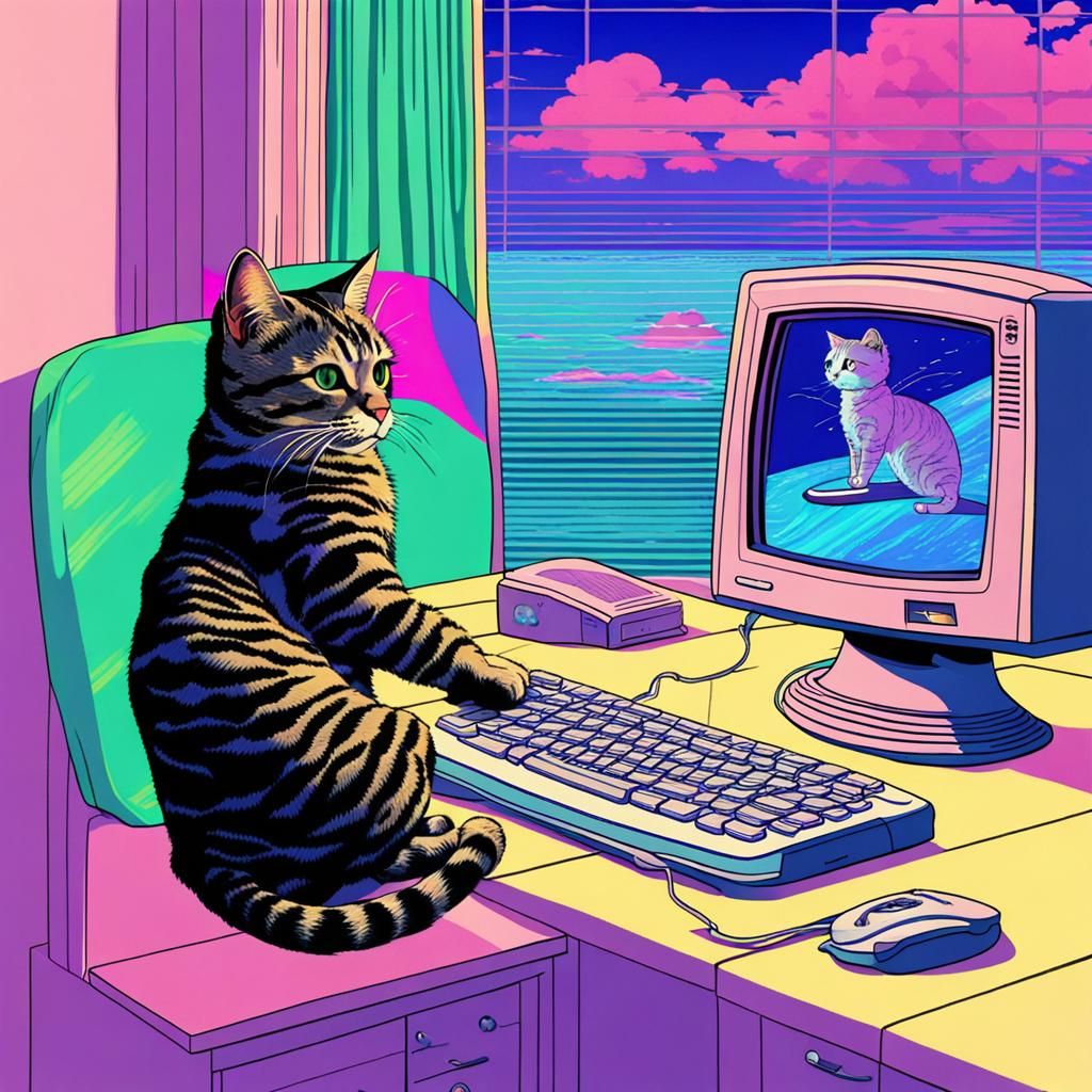 Vaporwave cat - AI Generated Artwork - NightCafe Creator