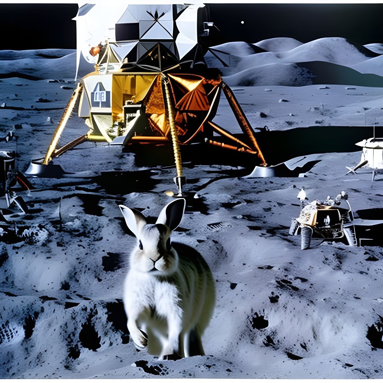 A rabbit on Moon's surface during Apollo mission - AI Generated Artwork ...