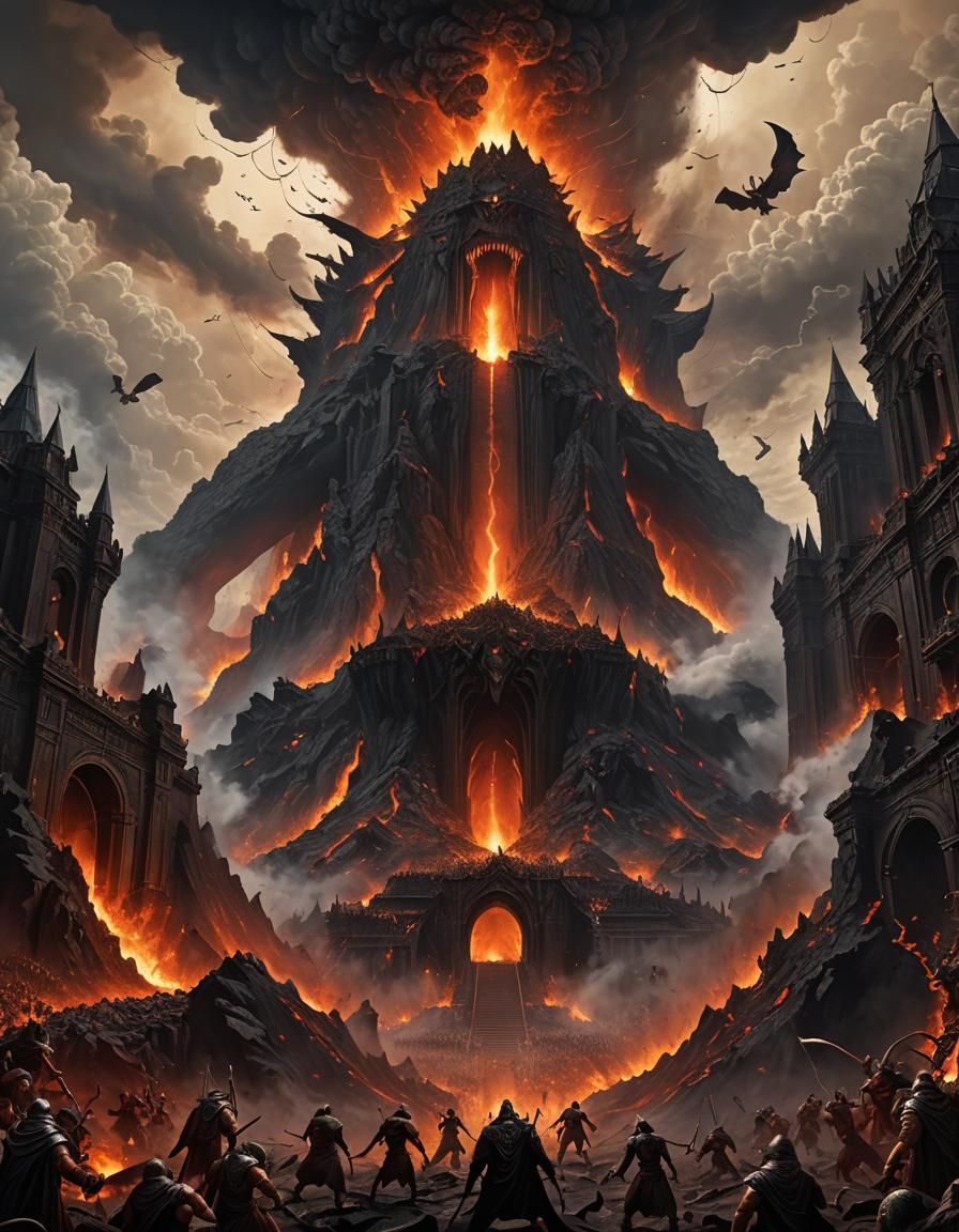 (Battle Between Angels and Hordes Of Demons Pouring Out Of A Demonic ...