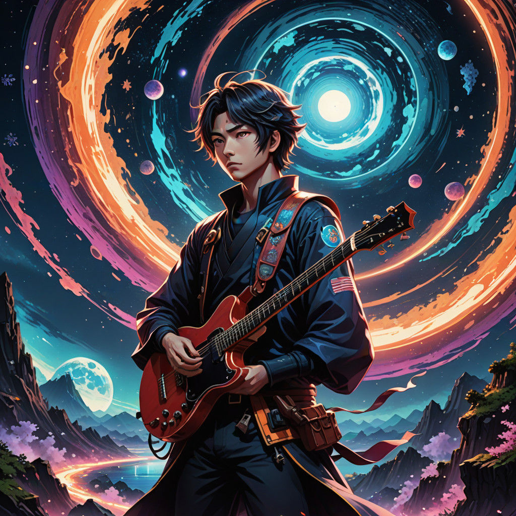 Black Hole Bard - Anime Bard Stands at Edge of Swirling Blac...