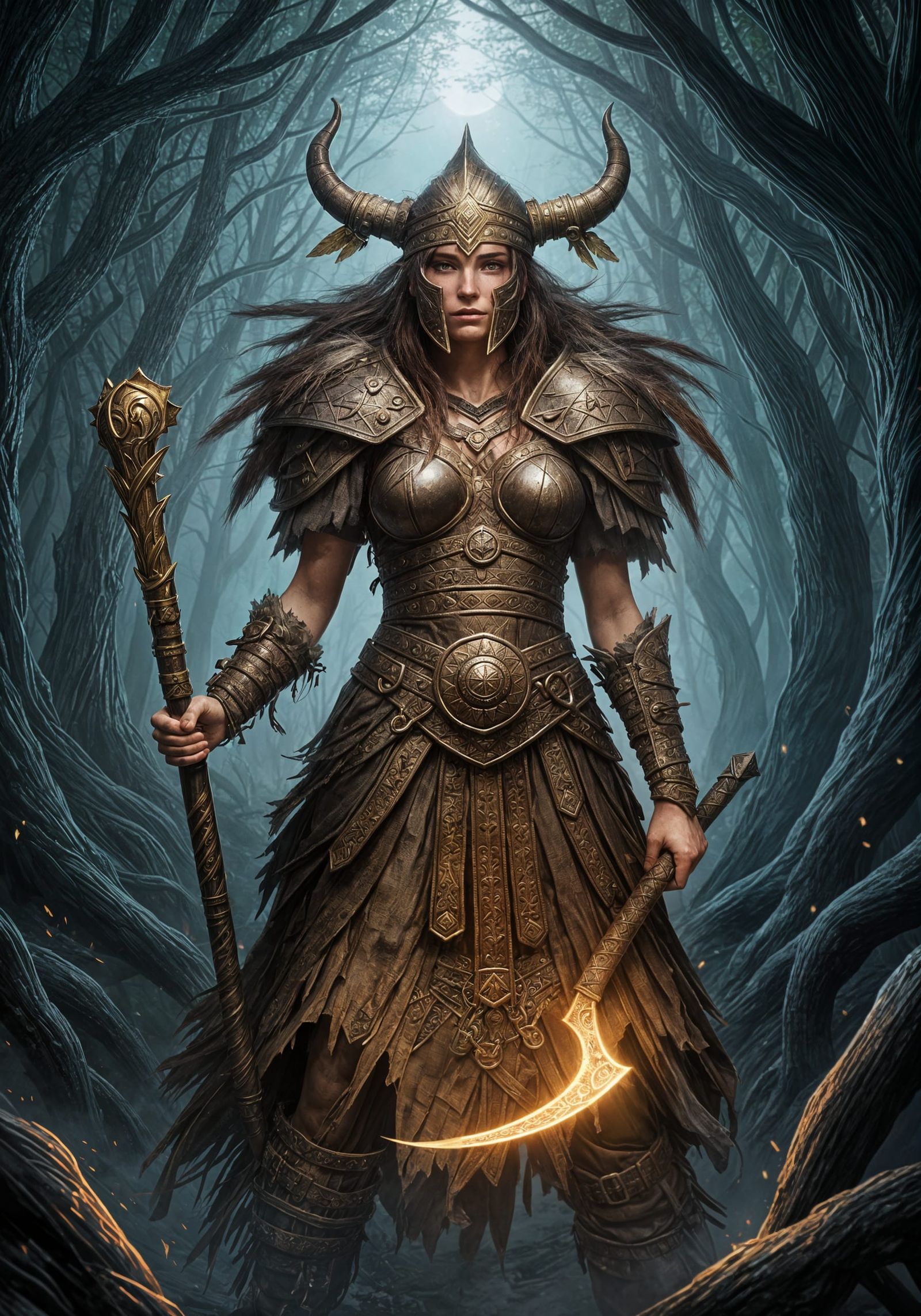 Warden of the trees. - Fantasy Warrior Maiden Stands Guard A...