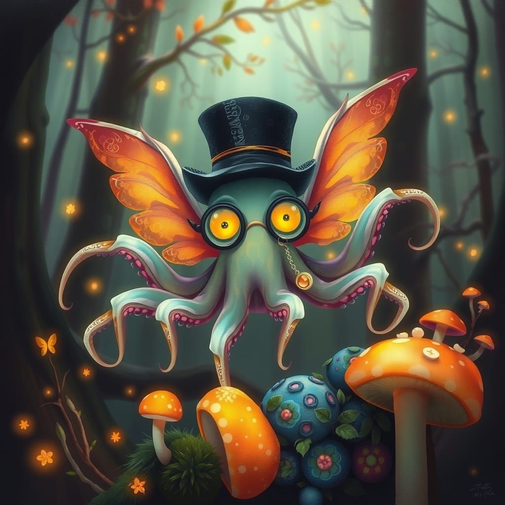Enchanted Octo-Spider Fae in Whimsical Forest - AI Art