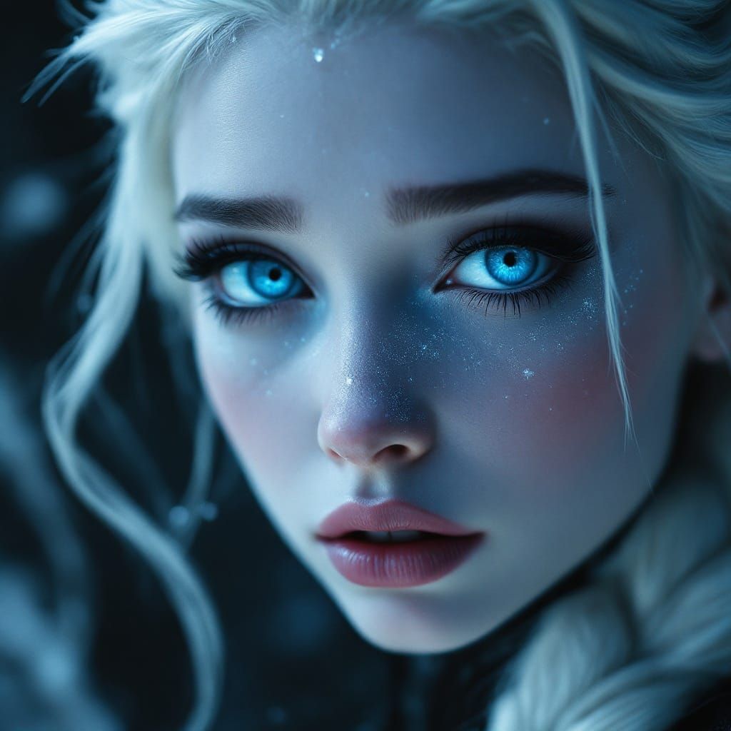 Gothic Queen Elsa in Haunting Close-Up - AI Art