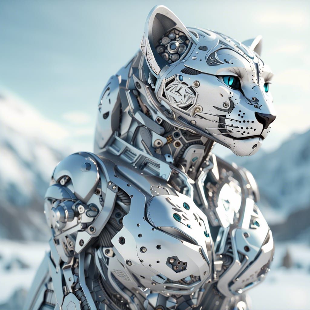 Snow Leopard Mech Robot - AI Generated Artwork - NightCafe Creator
