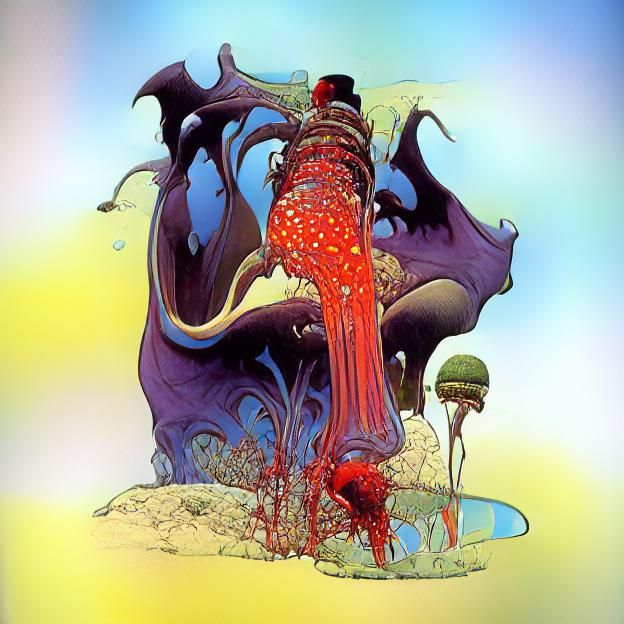 A LITTLE BLACK MONSTER IS VOMITING PSYCHEDELIC BLOOD BLOOD, AFFRAID BY ...