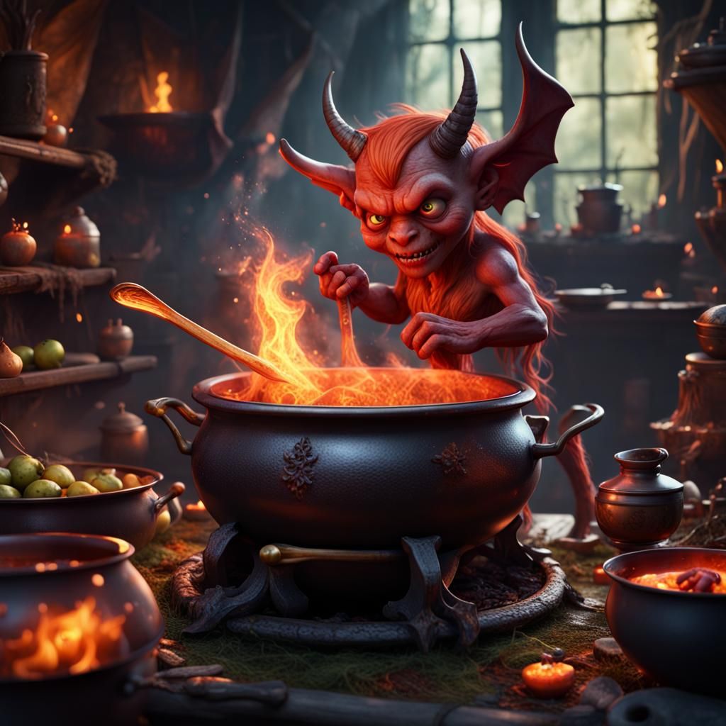 Cooking with hellfire - AI Generated Artwork - NightCafe Creator