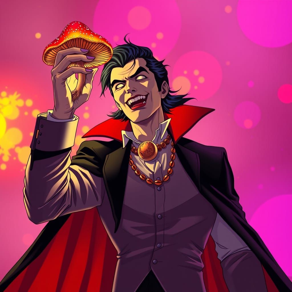 Vampire Lord in Neon Dreamscape - AI Art